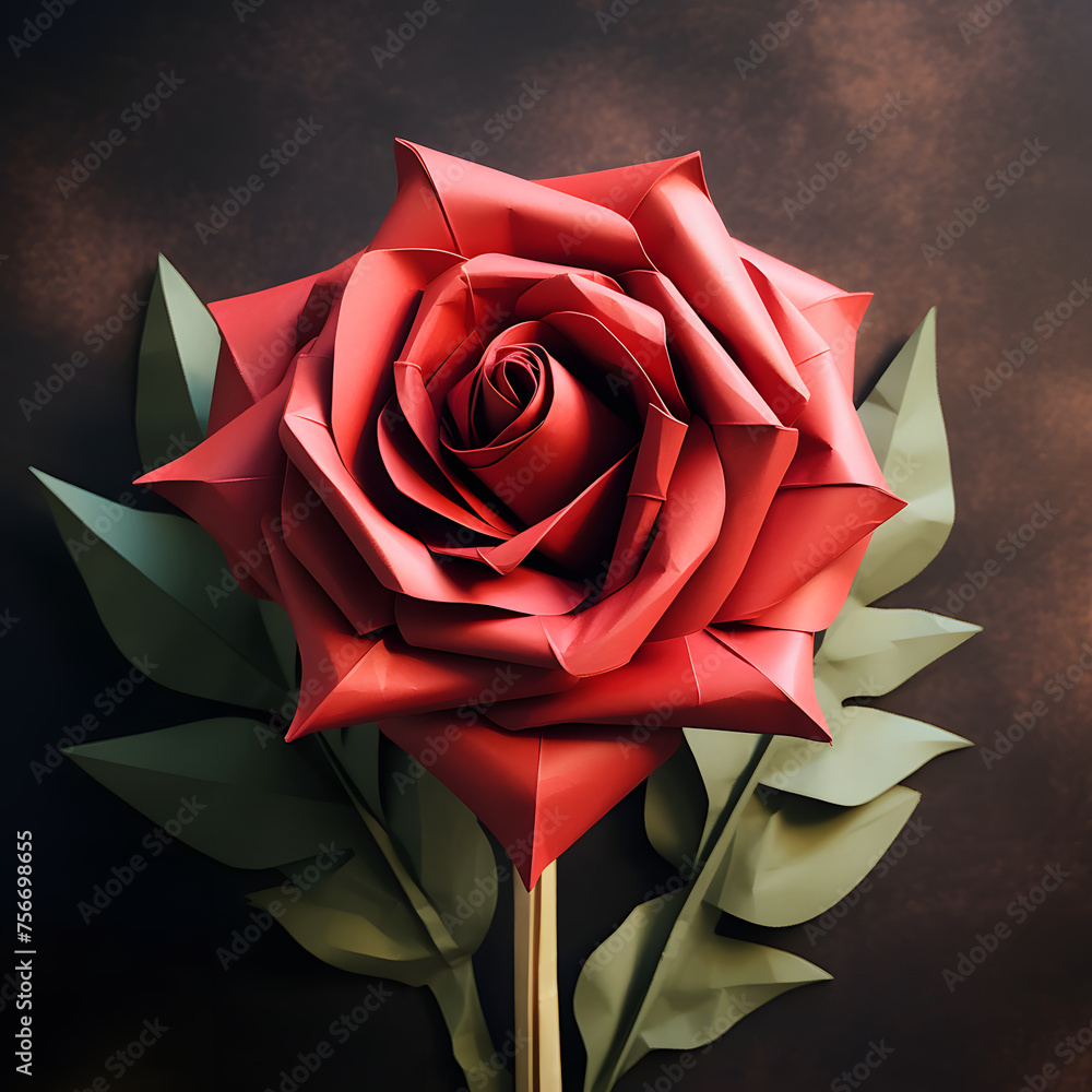 Paperstyle origami red rose, origami flower, origami red rose, red rose ...