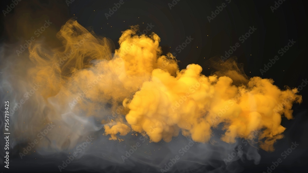 An overlay of yellow toxic smoke cloud on a transparent background is ...