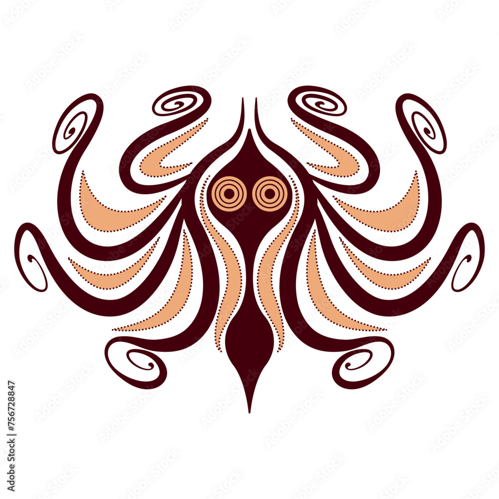 Stylized octopus with spiral tentacles. Ancient Greek animal design ...