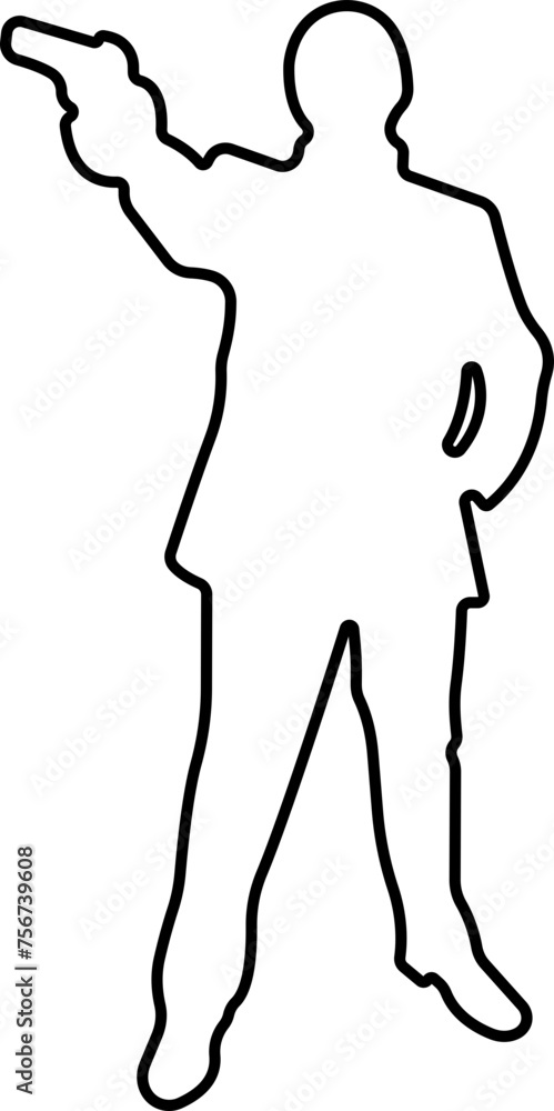 Pointing gun Shooting range icon in line isolated on transparent ...