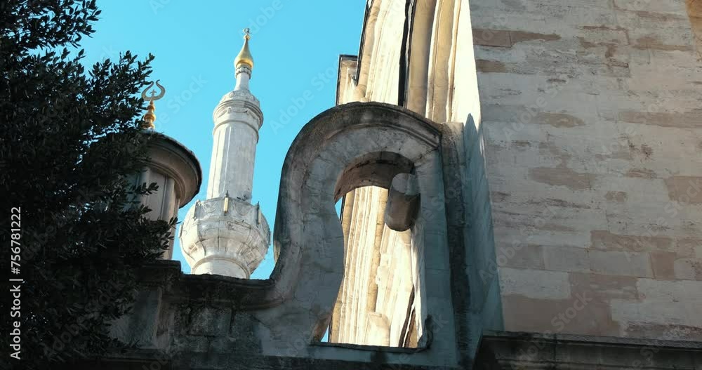 Detail plan of the flying buttress and minaret of this mosque, one of the most beautiful ...