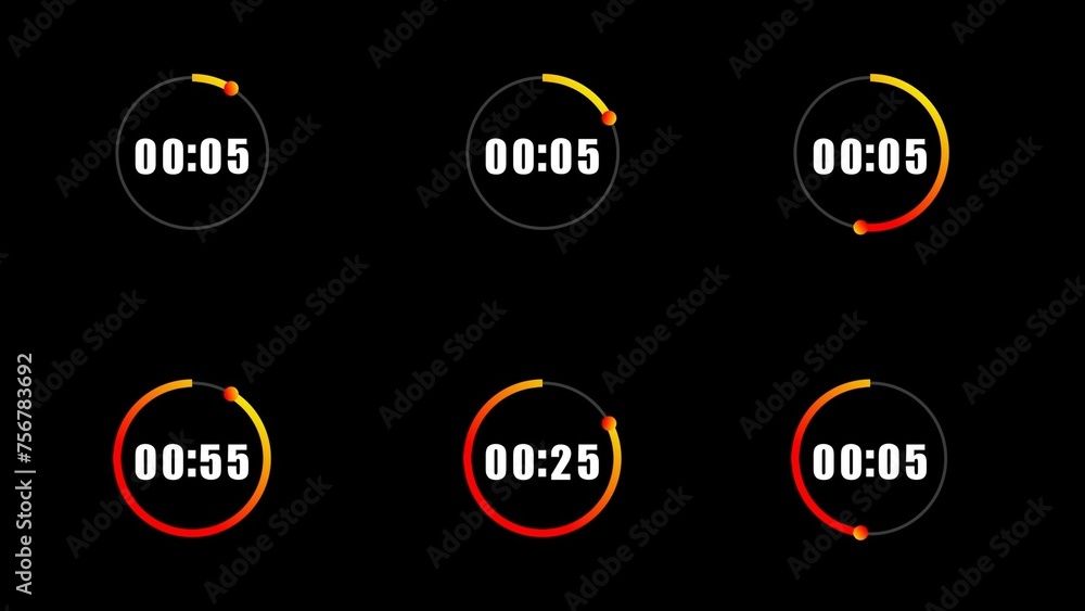 Clean Stopwatch Gradient Counter (60, 30, 10 Seconds Pack) Stock ...