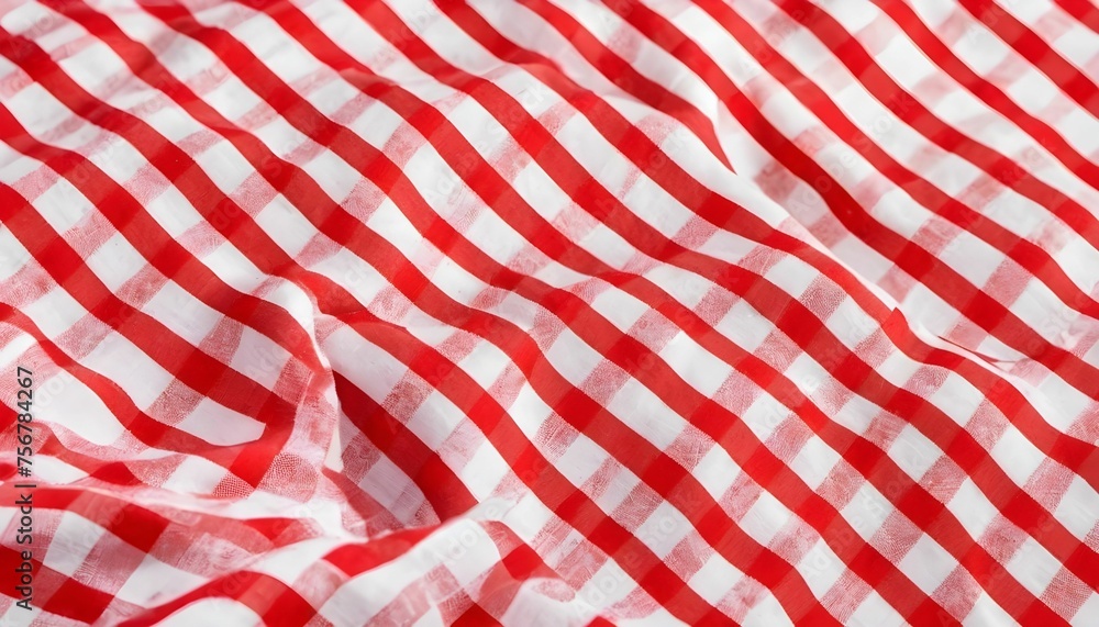 Red and white checkered tablecloth. Top view table cloth texture ...