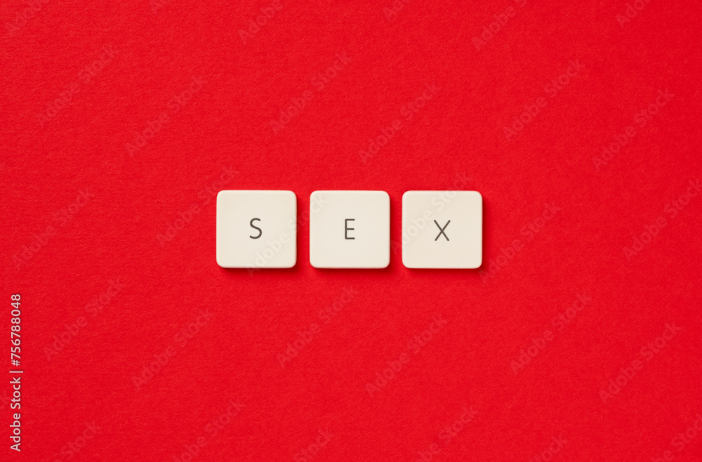 Keyboard Buttons With Text Sex On Red Background Representing Controversial Subject Matter Or
