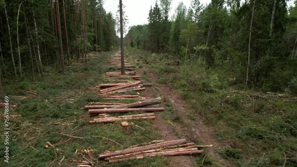 Stockvideon Deforestation and forest clearance. Illegal logging. Forest ...
