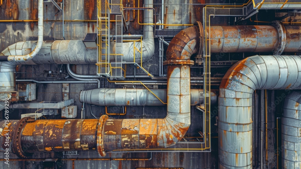 Weathered industrial scene with a focal point on the contrast between ...