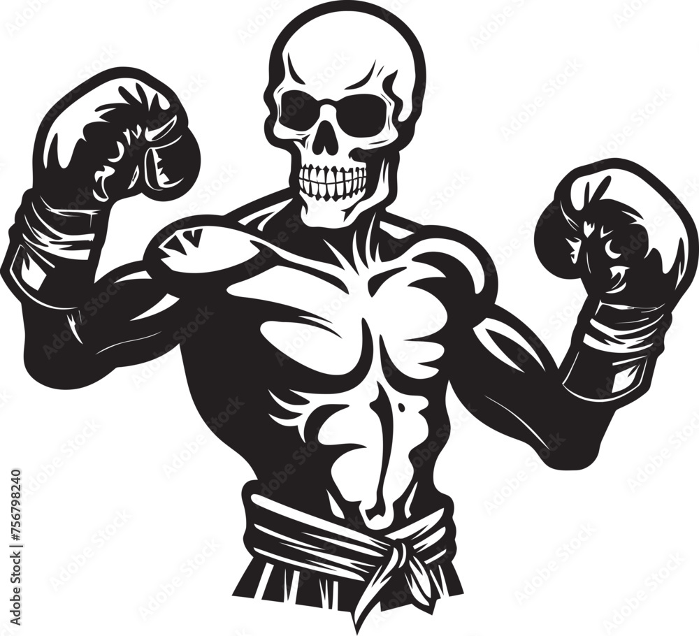 Skeletal Slugger: Skeleton Boxing Black Logo Icon Design Bone Bruiser ...