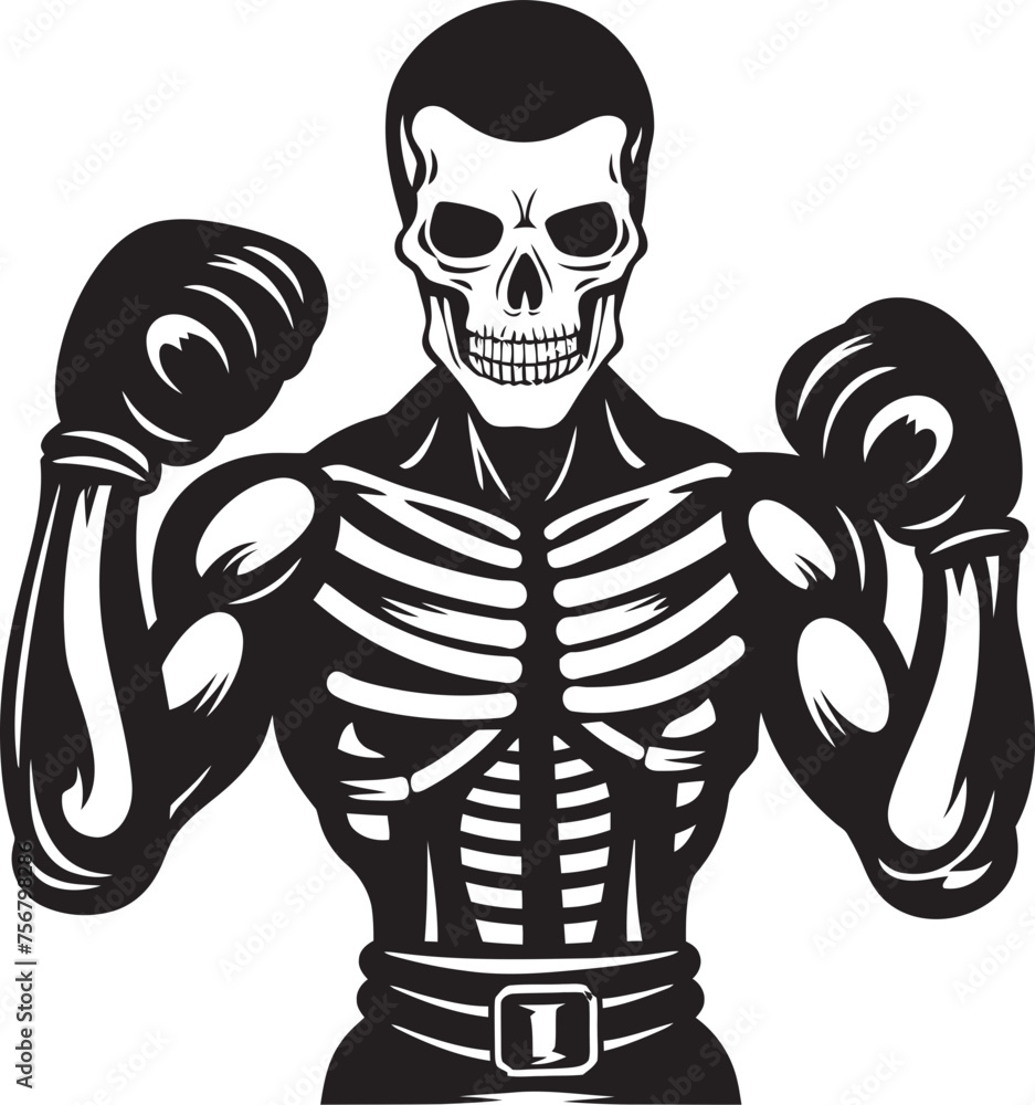 Skeletal Slugger: Skeleton Boxing Black Logo Icon Design Bone Buster ...