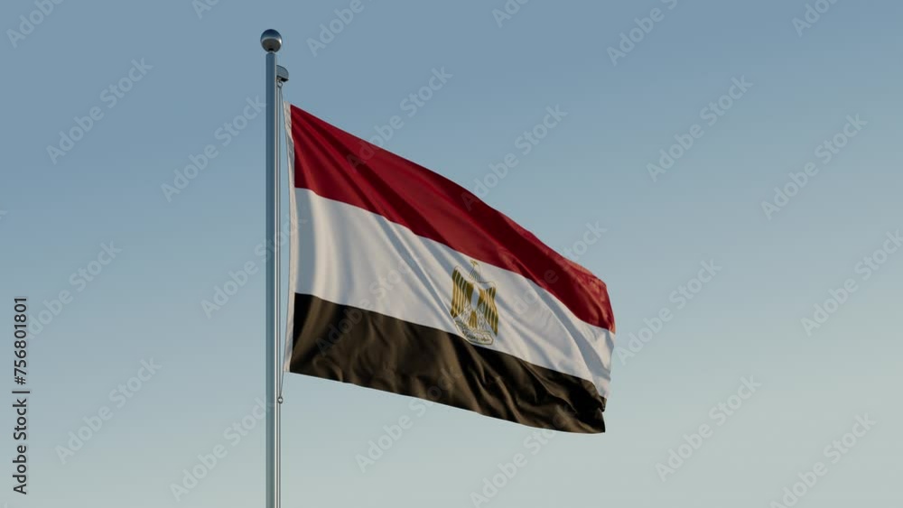Egypt Cairo Flag loop looping Cinematic Realistic Waving Motion Blue ...