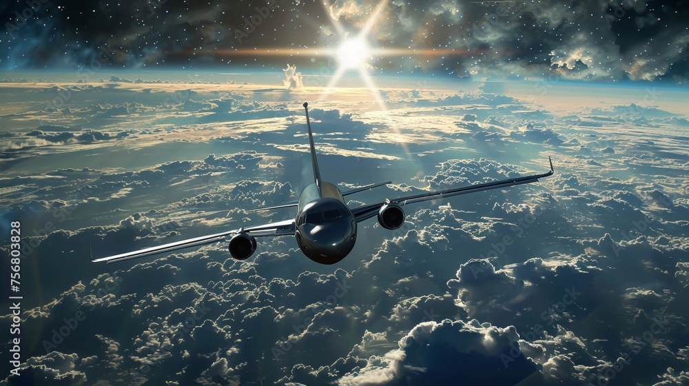 An immersive 3D scene depicting a high-altitude long-endurance (HALE ...