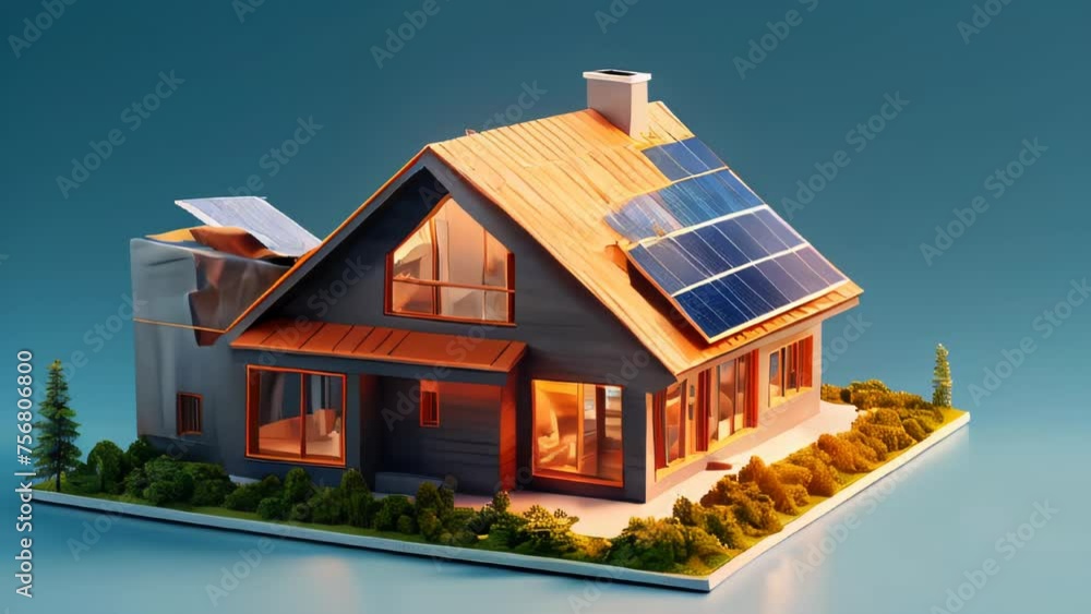 Vidéo Stock Smart home of the future with solar panels. Concept of ...