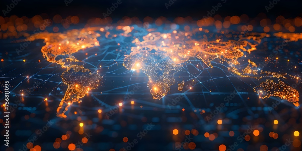 Global Connectivity: A Digital World Map Symbolizing Data Transfer and ...