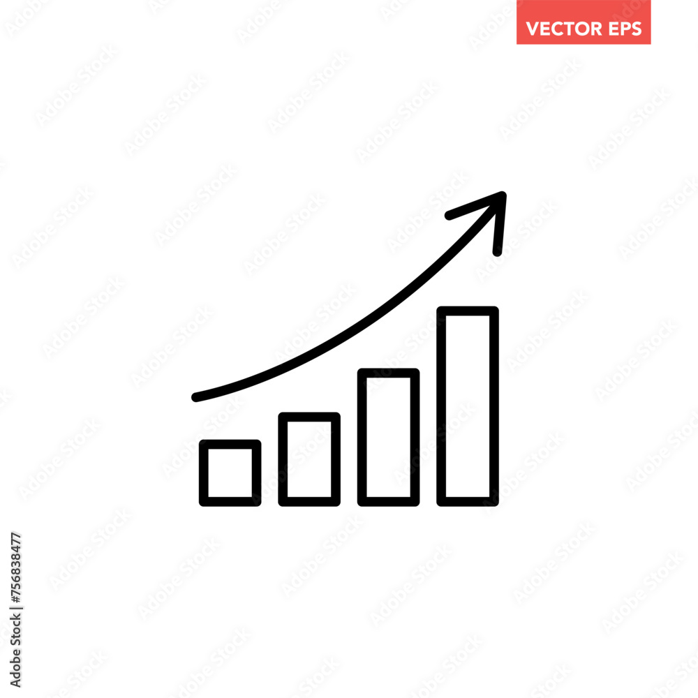 Black single arrow growing up chart graph bars line icon, success graph ...