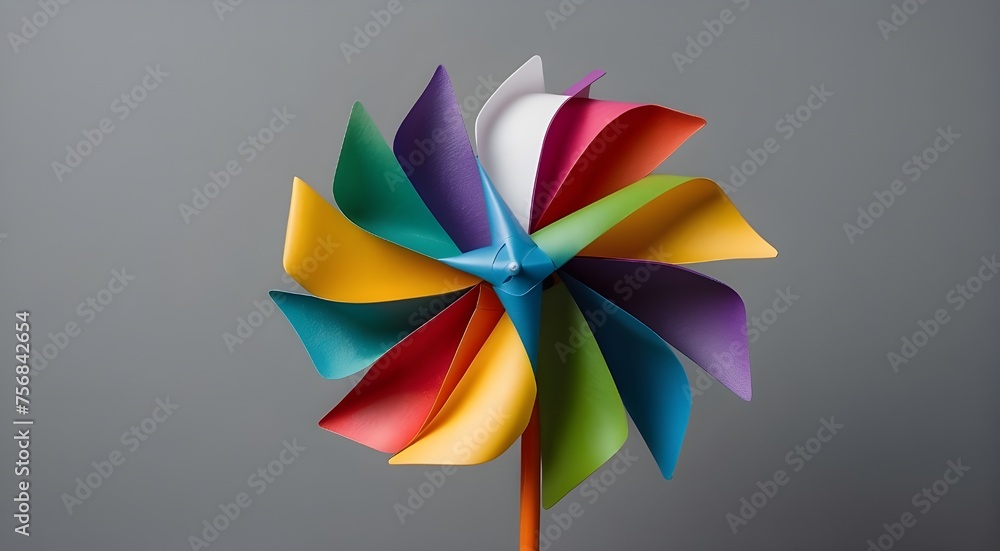 Molinillo de viento, low angle pinwheel on sky background with natural ...