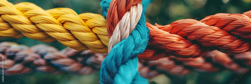 Team rope diverse strength connect partnership together teamwork unity ...