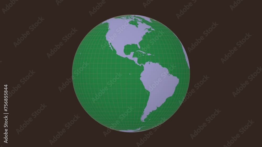 Rotating earth. Normal sphere view. Fast speed globe rotation. Solid ...