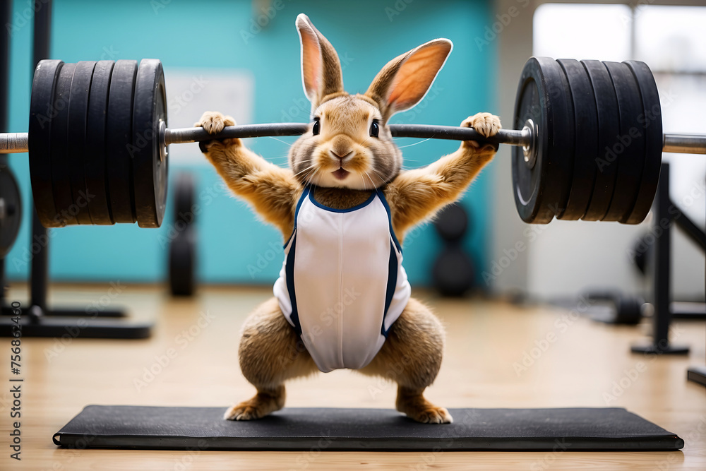 Easter bunny in the gym. Fitness Bunny. Stock Illustration | Adobe Stock