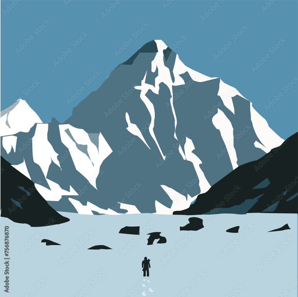 An explorer starts to trek to the K2 mountain, 2nd highest mountain in ...