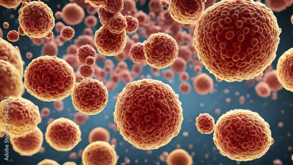 Video „Viruses and leukocytes on a blur background under a microscope ...