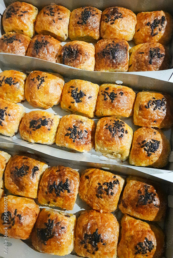Pisang Bolen, a typical Indonesian snack made from crispy pastry shells ...