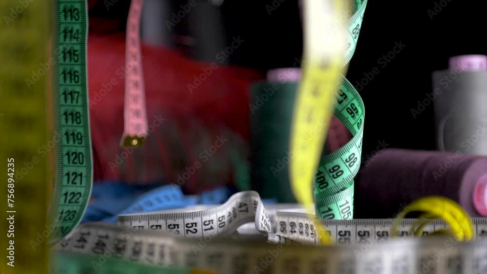 color measure tape hang black background slow motion dolly Stock 비디오 ...