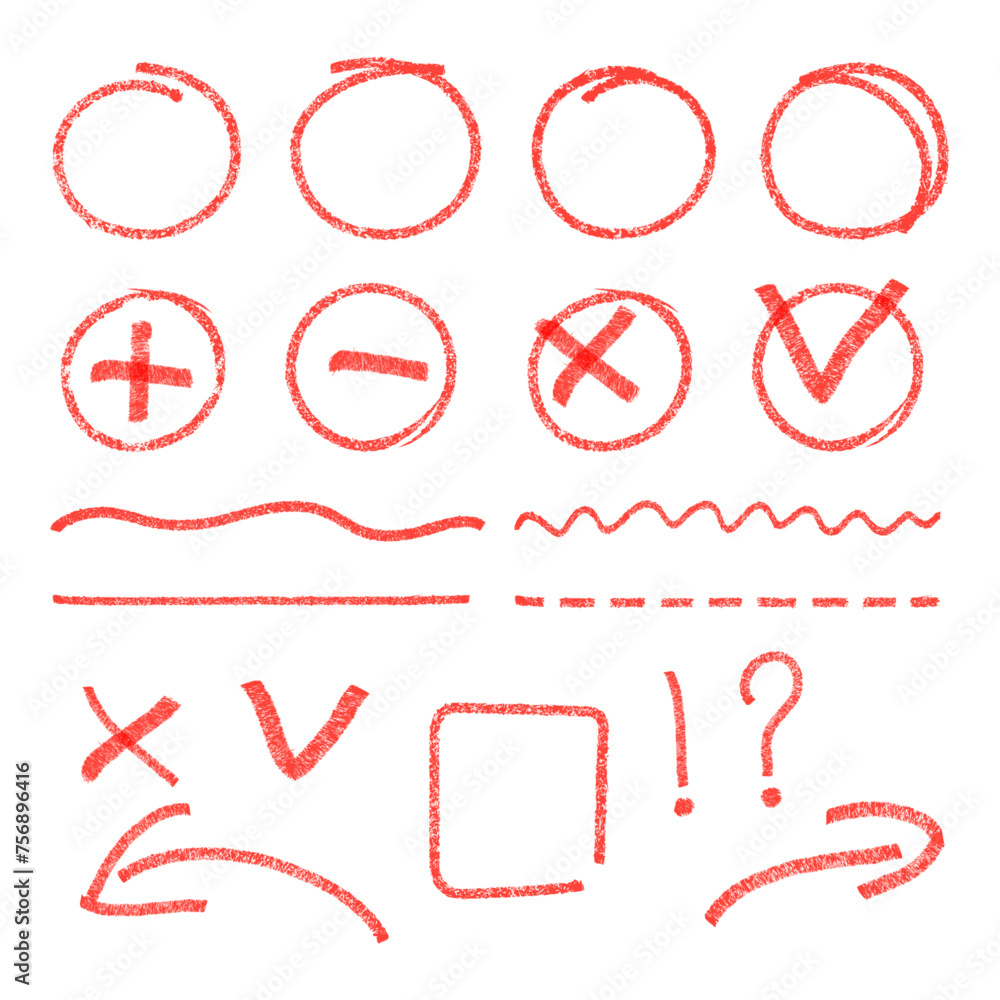 Doodle check mark and underline. Hand drawn red check tick stroke ...