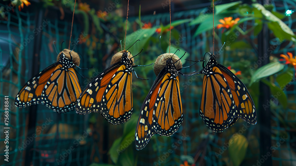 Amazing Moment Monarch Butterfly Pupae and Cocoons, Metamorphosis of ...