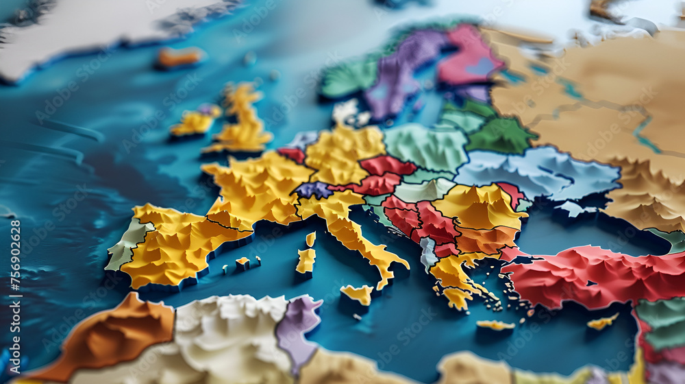 Europe Political Map with Flags in 3D Vector, Individual States ...