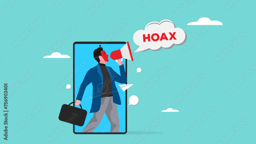 hoax or fake news illustration, misleading information from social ...