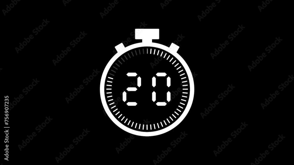 Vidéo Stock 25 second countdown timer animation from 25 to 0 seconds. Modern white stopwatch ...
