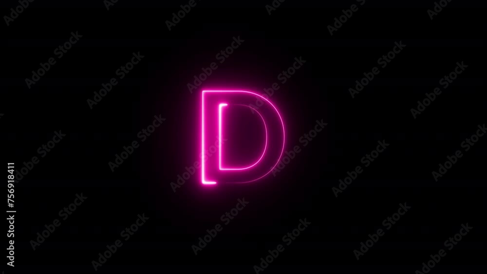 Vidéo Stock Abstract background Neon Letter D Animation on Black ...