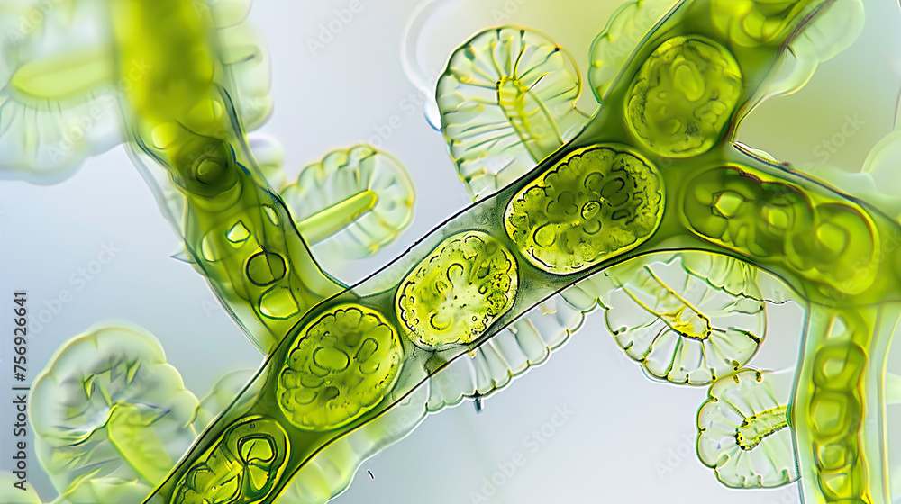 High-resolution image of Chlorophyta algae, displaying vivid ...