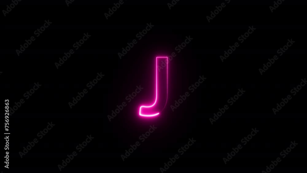 Abstract background Neon Letter J Animation on Black Background .Neon ...