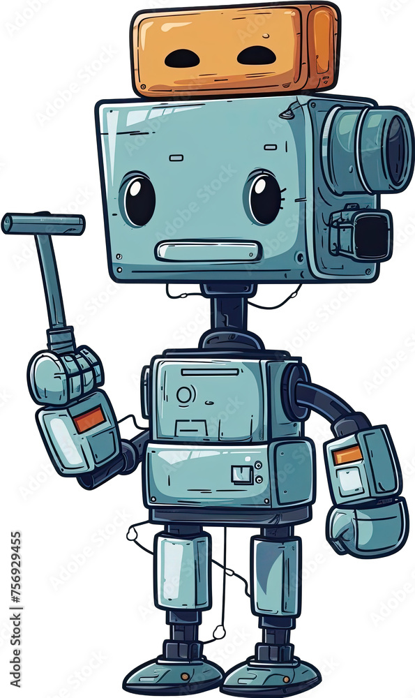 Meet the goofy robot with a plunger arm and a toaster head! 🤖🍞 Stock ...