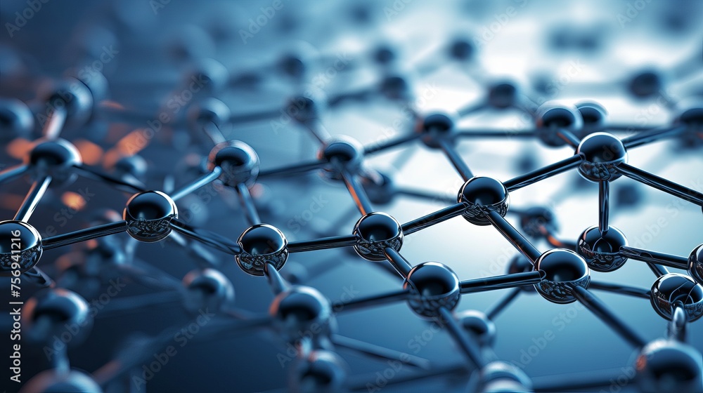 Visualization of interconnected molecules crystallized in a hexagonal ...