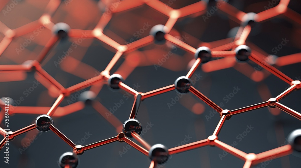 Visualization of interconnected molecules crystallized in a hexagonal ...