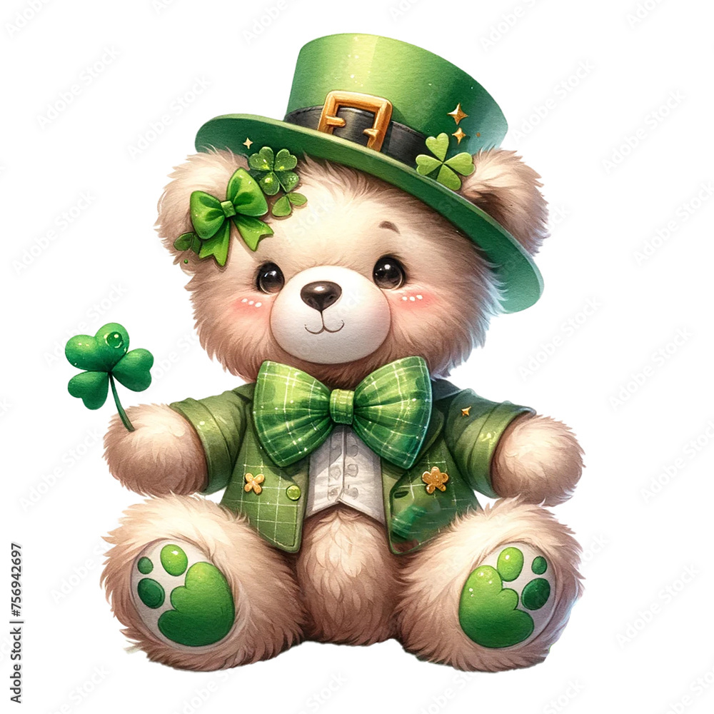 St Patricks Teddy Bear ,St Patricks, Teddy Bear Clipart, Png Floral ...