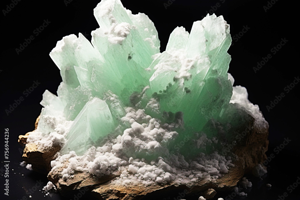 Talc is a rare precious natural stone on a black background. AI ...