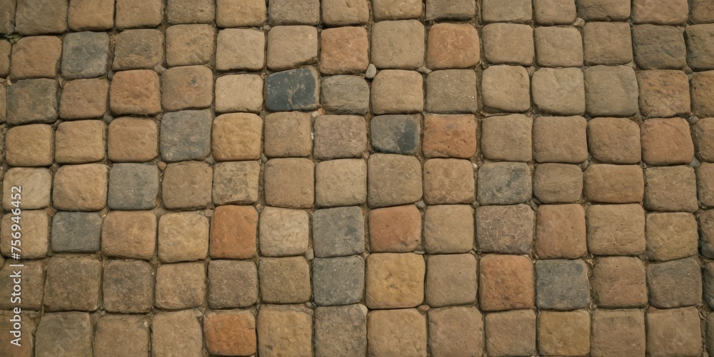 Paving stone pavement texture. Cobblestone pavement top view. Old stone ...