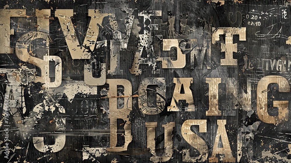 collage of eclectic typography in various fonts and sizes overlaid on a ...