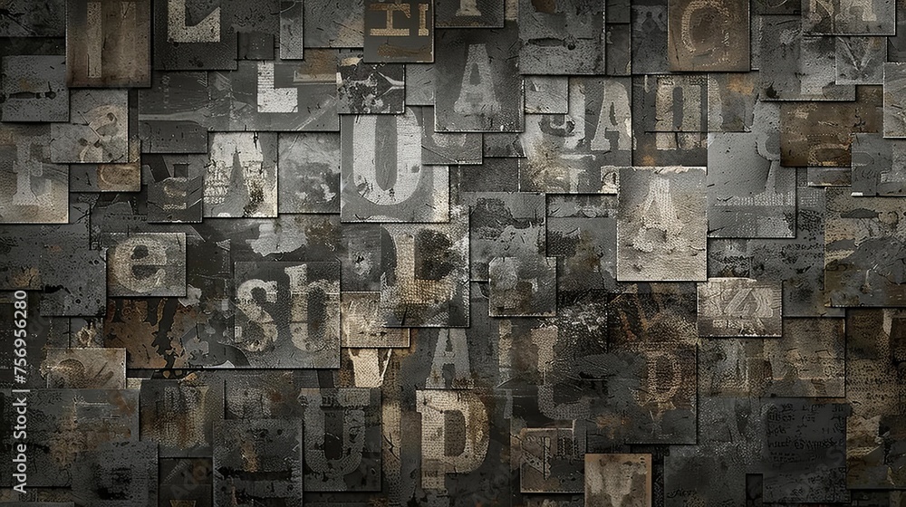 collage of eclectic typography in various fonts and sizes overlaid on a ...