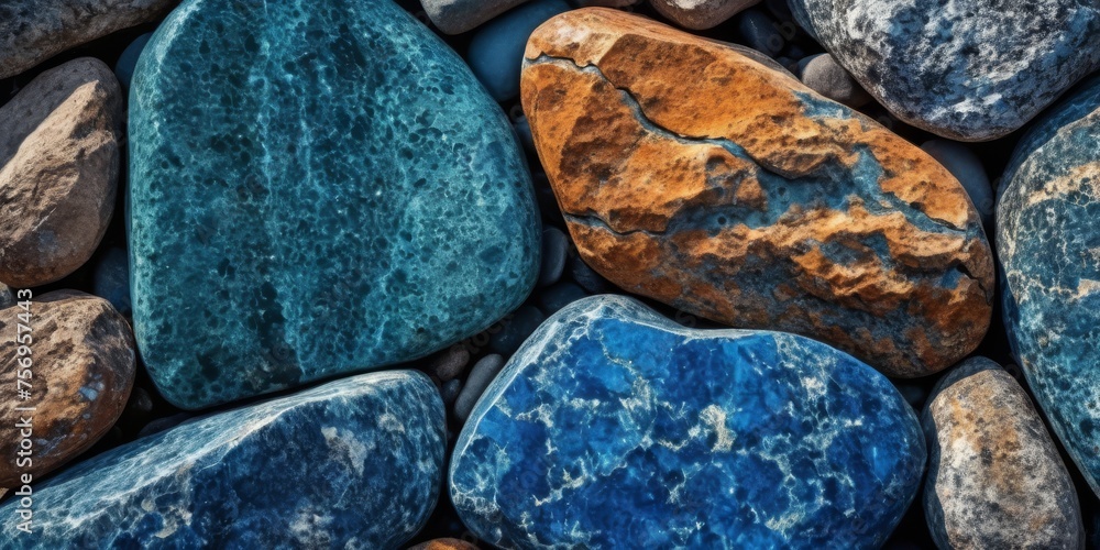 rock with blue variants stone texture full of curves and smooth Stock ...