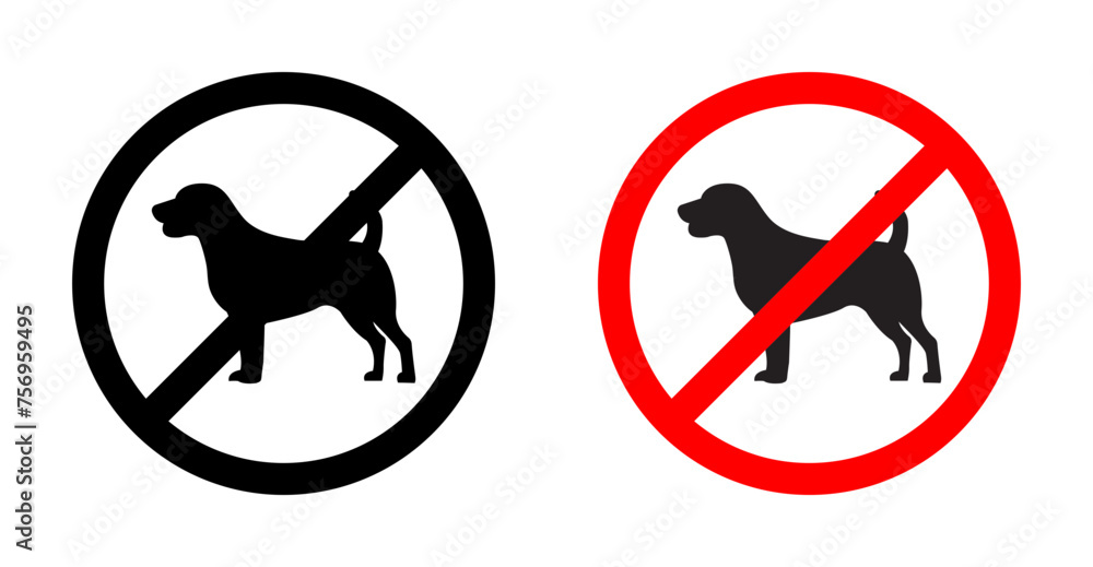 No Dogs Allowed Sign Vector Illustration Set. Paws Off Sign suitable ...