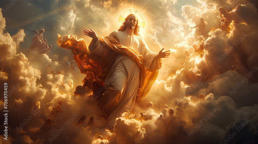 Jesus Christ is in heaven. Religion, faith. Stock Illustration | Adobe ...