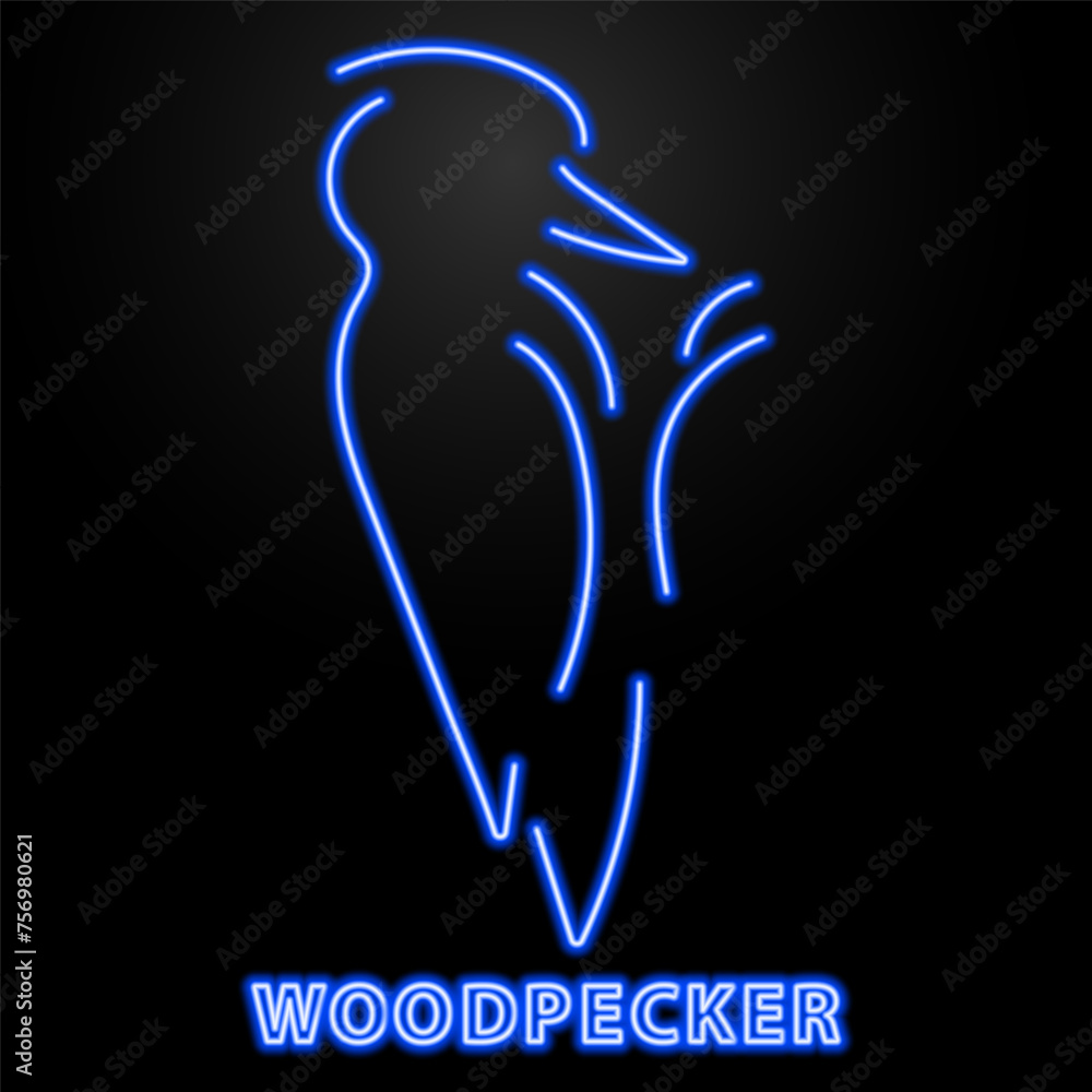 woodpecker neon sign, modern glowing banner design, colorful modern ...