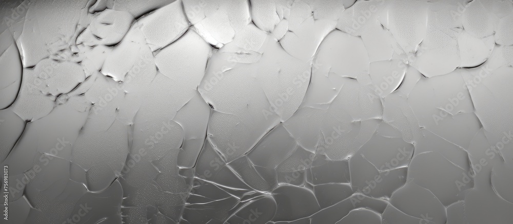 A monochrome photography of a broken glass window in black and white ...