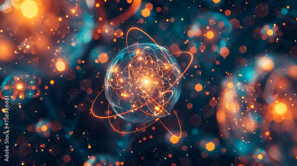 Zoom into the intricate dance of atoms within a crystal lattice where ...