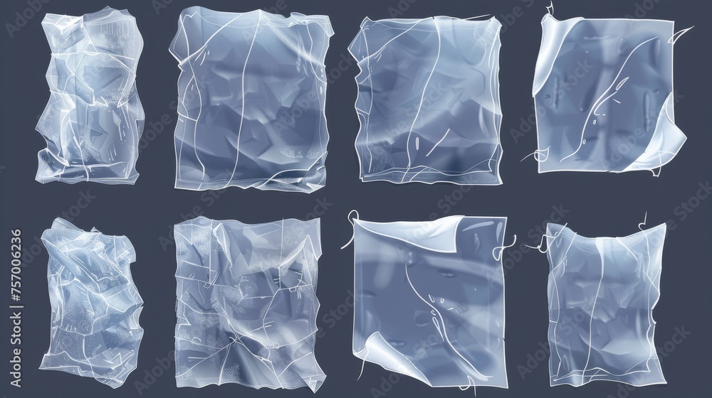 Realistic modern illustration set of cellophane or polythene wrapper ...