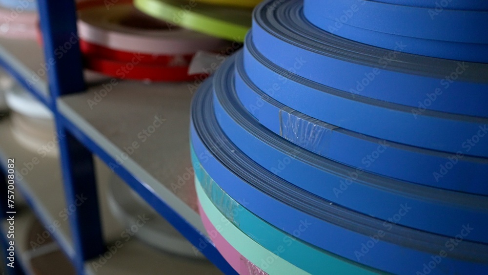 Edge banding tape made of PVC in a single color or wood effect. Plastic ...