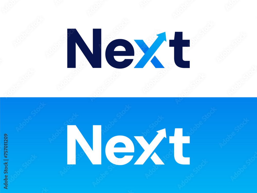 Creative Letter "Next" with arrow overlap in shape letter X logo vector ...